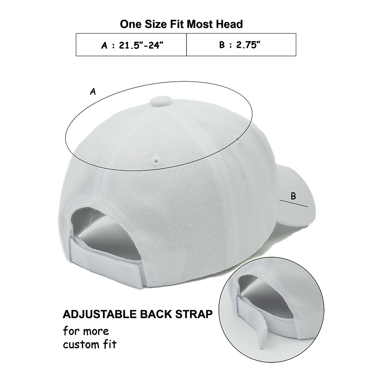 Utmost Structured Baseball Cap with Adjustable Closure - Performance Hat for Outdoor Activities and Custom Embroidery (1pc White)