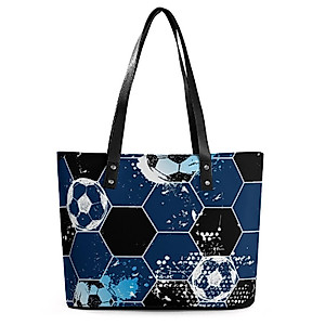 Womens Handbag Football Sport Pattern Leather Tote Bag Top Handle Satchel Bags For Lady