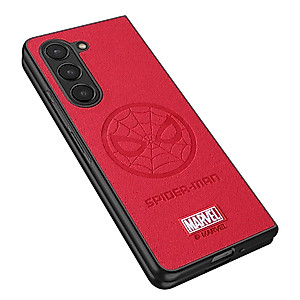 IRON SPIDER Case for Samsung Galaxy Z FOLD 5 5G, with Superhero character Compatible Galaxy Z FOLD 5 5G Leather Case RED