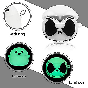 【2 PACK】FREEOL AirPods Pro Case Cover, Luminous Ghost & Skull Design Silicone Case for Airpods Pro,3D Fashion Cartoon Anime Character Apple Airpods Protective cover for Women Men Teens Kids Girls Boys