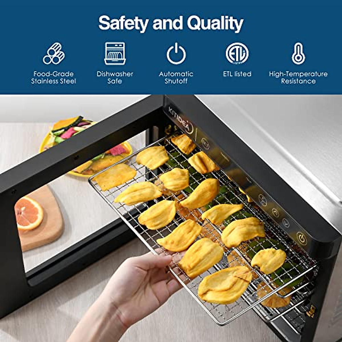 KITIDEA Food Dehydrator, 9 Stainless Steel Trays Dehydrator for Food and Jerky, Herbs, Veggies, Fruits, 1000W Electric Food Dryer Machine with Digital Temperature and Timer, Recipe Book Included