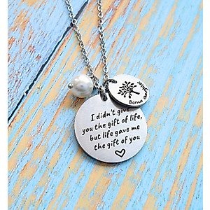 Stepdaughter Gift - I Didn't Give You the Gift of Life But Life Gave Me the Gift of You - Family Tree Pendant Necklace Step Daughter Gifts from Stepmom or Stepdad