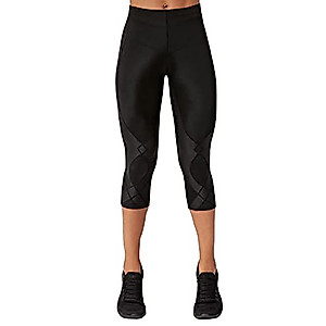 CW-X Women's Mid Rise 3/4 Capri Stabilyx Compression Legging Tights, Black, Small