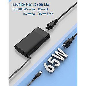 65W USB-C Chromebook Charger for HP Chromebook 14 X360 /Spectre x360/ HP Envy x360 ZBook Firefly G9 HP Elite Dragonfly G2 Type C Power Supply Cord