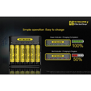 Nitecore Q6 Six Slot 2A Universal Li-ion/IMR Battery Charger for 21700, 18650, 16340, 14500, 18350 and More
