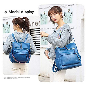 ZOCILOR Women's Fashion Backpack Purse Multipurpose Design Convertible Satchel Handbags and Shoulder Bag PU Leather Travel bag (Dark Blue)