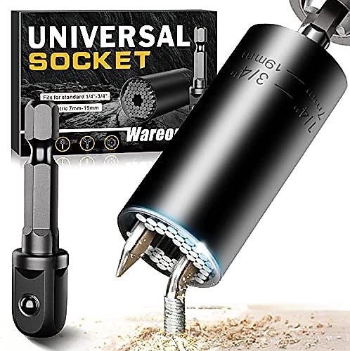 Valentines Day Gifts for Him-Universal Socket Tools Gifts Stocking Stuffers for Men, Birthday Gifts Cool Stuff Gadgets for Men Dad Husband Boyfriend, Tools Socket Set with Power Drill Adapter(7-19 MM)