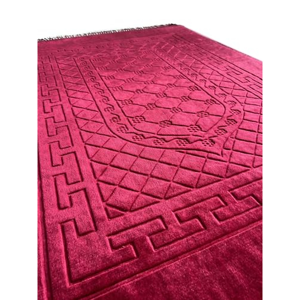 Prayer Rug Muslim Mat Islamic - Thick Prayer Rug Sajadah for Kids Men Women with Islam Prayer Beads for Eid Travel Ramadan, Soft and Luxury (Red)