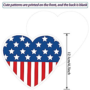 Whaline 48Pcs 4th of July Cut-Outs Patriotic American Flag Cut Outs with 100pcs Glue Points Cartoon Stars Stripes Heart Firework Paper Cut-Outs for Independence Day Classroom Bulletin Board Decor