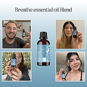 Breathe Essential Oil for Diffuser - Invigorating and Refreshing Breathe Essential Oil Blend with Eucalyptus Peppermint Tea Tree and Mint for Diffusers for Home and Shower Aromatherapy (1 Fl Oz)