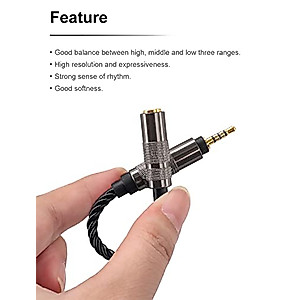 Headphone Adapter 2.5mm Male to 4.4mm Female Adapter for 4.4mm Cable Connected to Balanced 2.5mm Player Device High Stereo Audio Converter OFC Cable with Gold-Plated Plug 6 inch Length Extension Cord