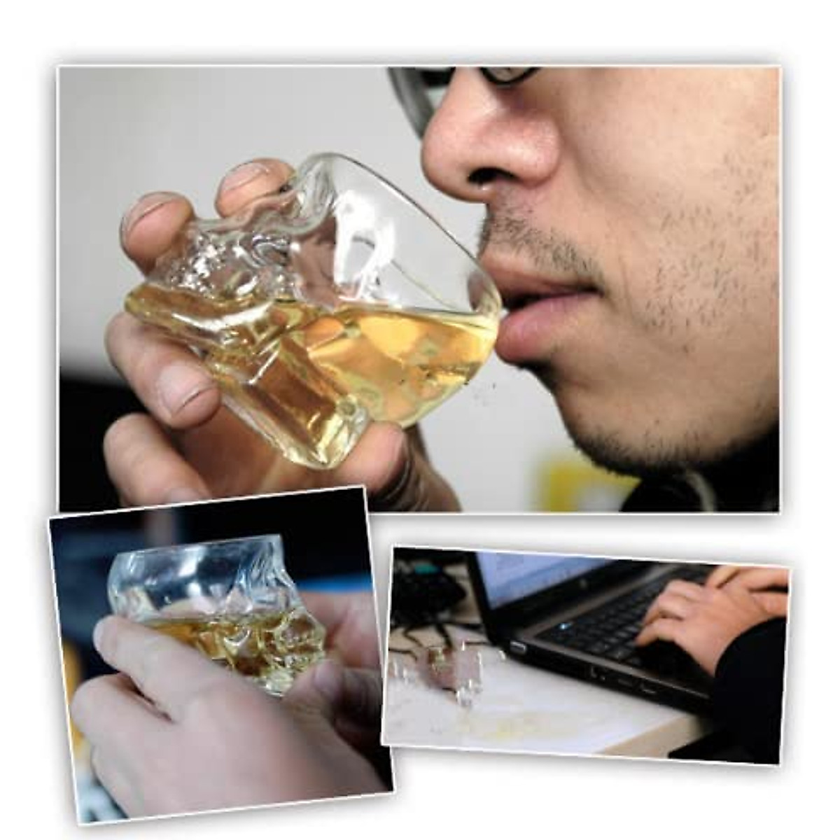 HOAZIACEHN Skull Shot Glasses 2PCS, Crystal Skeleton Cup Halloween Drinkware Supplies, Skull Shaped Clear Glass Cup For Halloween Party Bar (80ml)