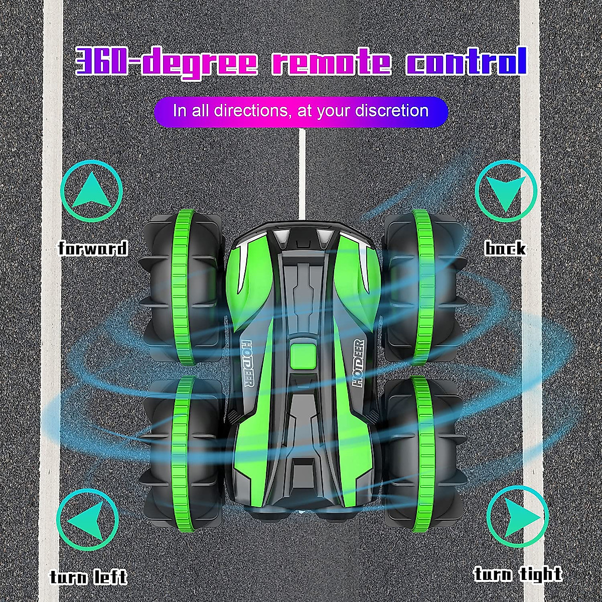 ShuQiaoSi Amphibious RC Car Remote Control Boat for Kids,Water Land Beach Car 2.4 GHz 4WD RC Stunt Truck Toys for 6-12 Year Boys Girls Christmas Birthday Gifts