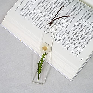 XINSHUN Epoxy Bookmark Dried Flower Resin Bookmark Pressed Flower Bookmark Transparent Acrylic Bookmark for Kids Woman Teacher Students Reading Planner Book Club Rose