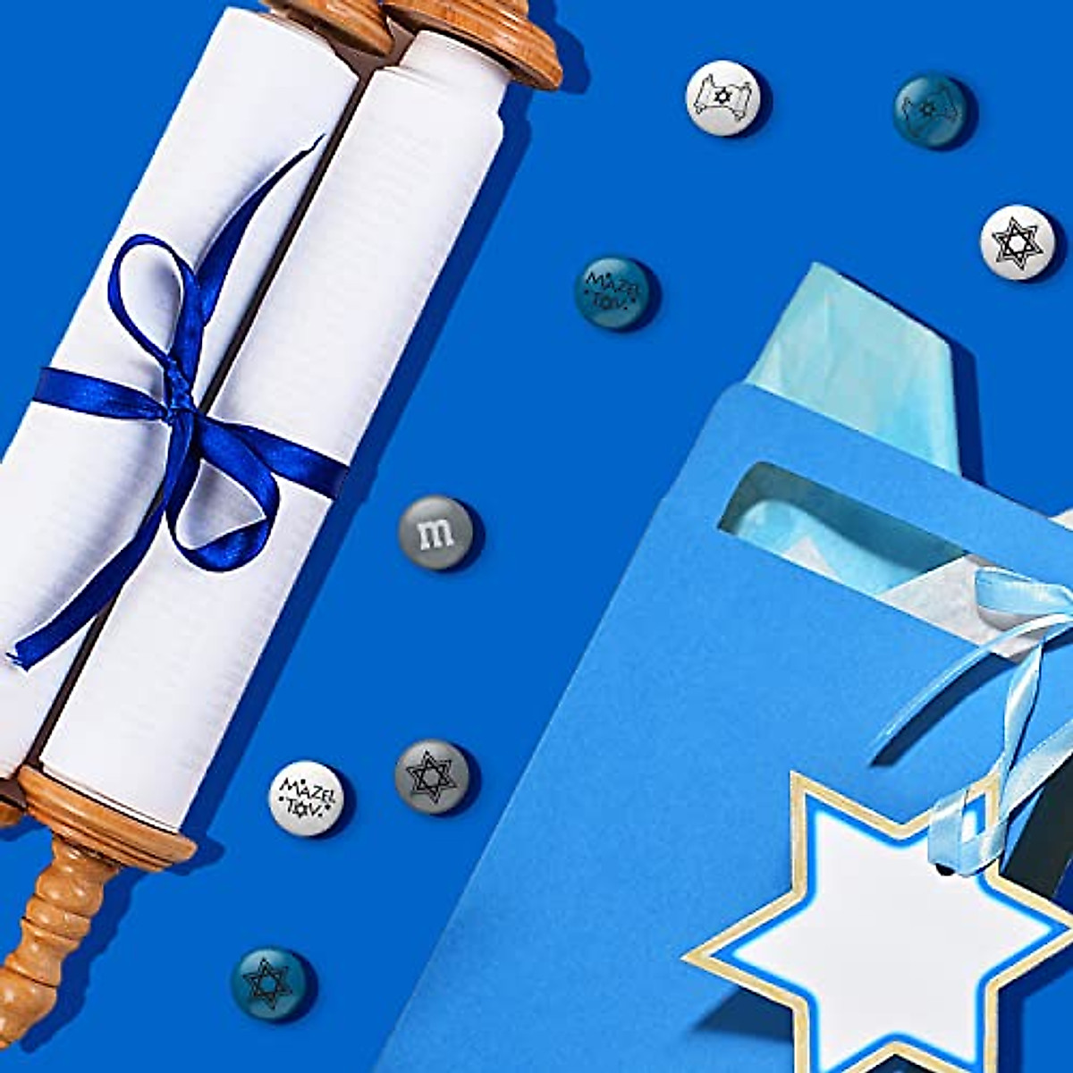 M&M'S Pre-Designed Bar Mitzvah Milk Chocolate Candy - 2lbs of Bulk Candy in Resealable Pack for the Bar Mitzvah Party Sweet Stuff for DIY Commemorative Bar Mitzvah Gift or Party Favors