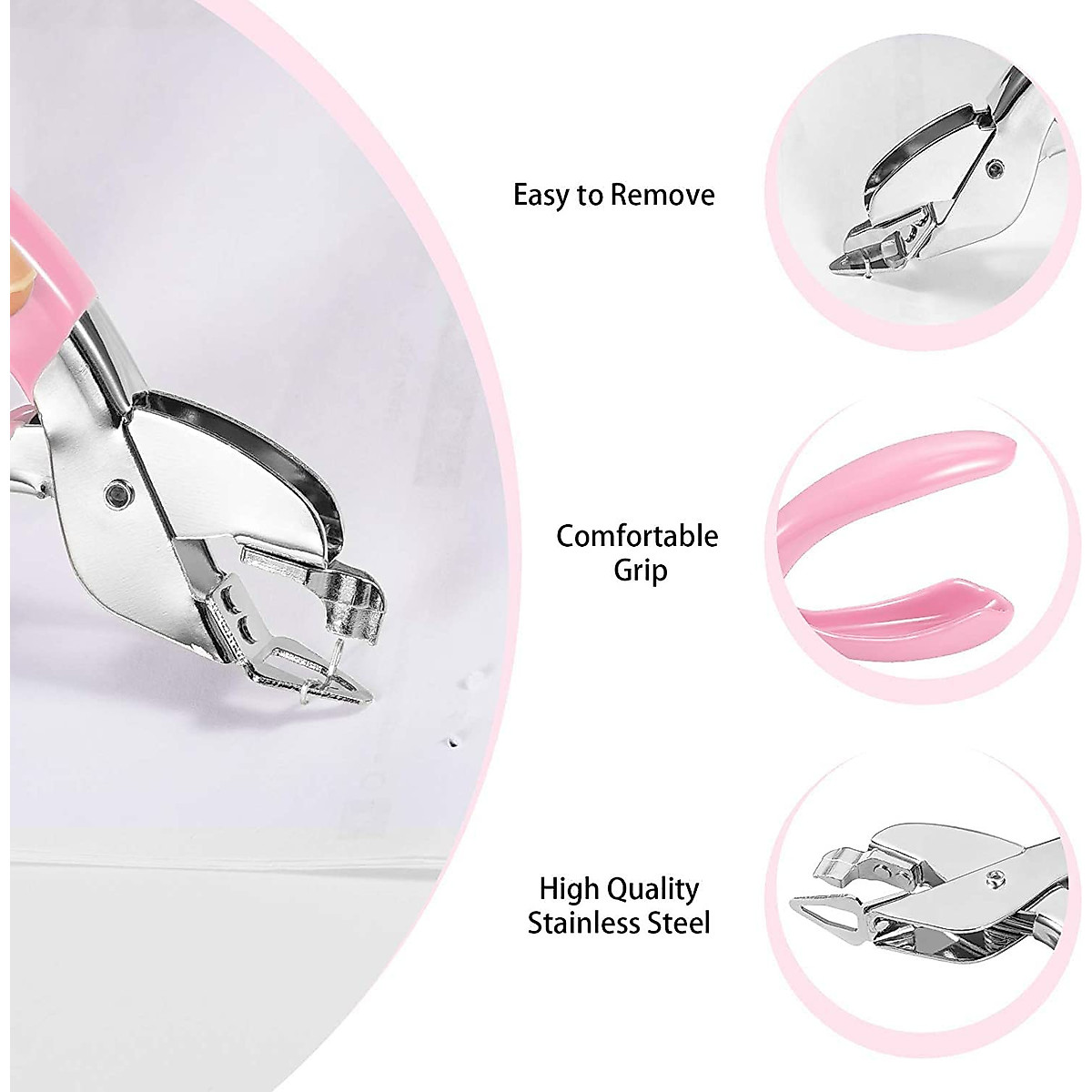 Staple Removers,Dedicated Staple Remover, Stapler Remover Tool Comfort and Energy Saving, Heavy Duty Remove Staple Tool with Non-Slip Rubber Handle for Office School Home (Pink)