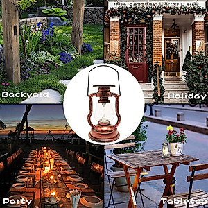 Solar Power Lantern Antique Light Lamp for Garden Patio Umbrella Lamp Tree Pool Pavilion Lawn Porch Decor Camping Lantern Hurricane Lantern (Bronze) Pack 1