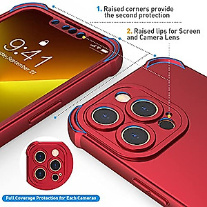 ORETECH for iPhone 13 Pro Max Case, with [2 x Screen Protectors] [15 Ft Military Grade Drop Test] [Camera Protection] 360° Shockproof Slim Thin Phone Case for iPhone 13 Pro Max Cover 6.7" - Red