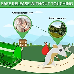 LULUCATCH Mouse Traps 2 Pack, Humane Mouse Traps, Catch Release No Kill, Easy to Set Live Mousetrap, Effective Reusable Rat Traps for Indoor Outdoor Home Use, Kids Pets Safe