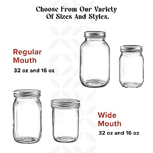 [6 Pack] 16 oz. Regular-Mouth Glass Mason Jars with Metal Airtight Lids and Bands for 1 Pint Canning, Preserving, & Meal Prep
