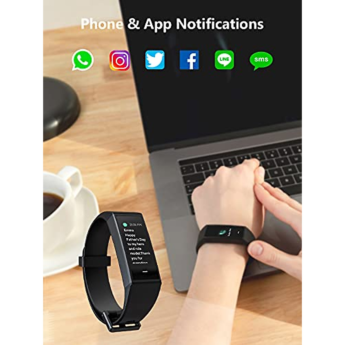 WYZE Band Fitness Tracker with Alexa Built-in, Activity Tracker Watch with Heart Rate Monitor, Smart Fitness Band with Step Counter, Calorie Counter, Pedometer Water Resistant, Black