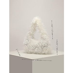 Verdusa Women's Faux Fur Fuzzy Hobo Bag Furry Handbag Purse White one-size