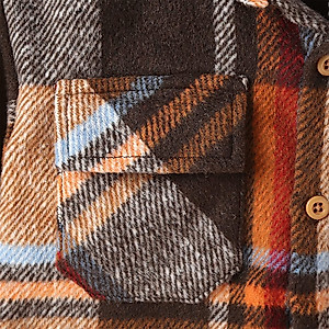 Acuteok Toddler Long Sleeve Shirt Baby Boy Girl Casual Plaid Button Down Flannel Shirt Tops for Kids Fall Winter Clothes (A Brown,3-4T)