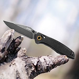 JSWS Tactical Knife Pocket Folding Knife Survival Camping Knife 3.39'' 440C Stainless Steel Blade G10 Handle with Axis Lock EDC Knife Perfect for Camping Fishing Hiking Survival Gifts for Men Women