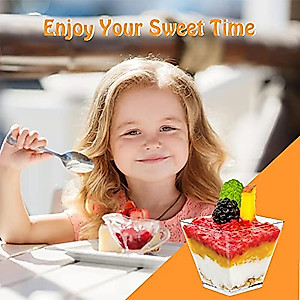 theirsova 60 Pack Dessert Cups, 4oz Parfait Cups with Lids and Spoons,Plastic Appetizer Cups with Lids,for Mousse Puddings, Party Supplies