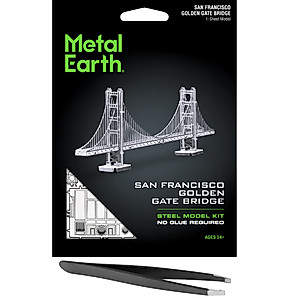Metal Earth San Francisco Golden Gate Bridge 3D Metal Model Kit Bundle with Tweezers Fascinations