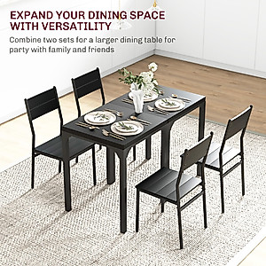 HOMCOM 3 Piece Dining Table Set for 2, Modern Kitchen Table and Chairs, Dining Room Set for Breakfast Nook, Small Space, Apartment, Space Saving, Black