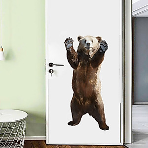 RoyoLam Standing Brown Bear Wall Decal Nursery Animal Wall Sticker Removable Peel and Stick Waterproof Wall Art Decor Stickers for Kids Baby Classroom Living Room Playing Room Bedroom