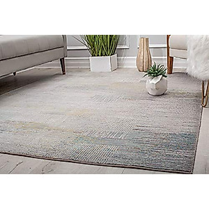 CosmoLiving by Cosmopolitan Melyna MA15A Revere Pewter Contemporary Abstract Area Rug, 8'0"X10'0"