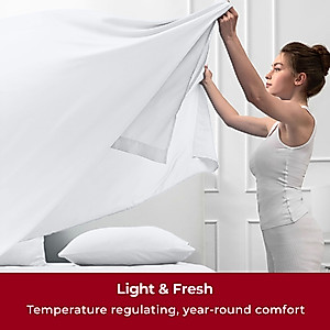 Mellanni Full Sheet Set - 6-Piece Iconic Collection Bedding, (Including 4 Pillowcases), 16-Inch Deep Pocket, Easy Care, Extra Soft, Cooling Sheets, Brushed Microfiber - White