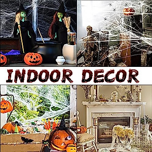 Xgunion Halloween Decorations 1200 Sqft Spider Webs Decorations Halloween Spider Web with 100 Extra Fake Spiders Super Stretchy Spider Webs for Halloween Decor Indoor and Outdoor Party Supplies