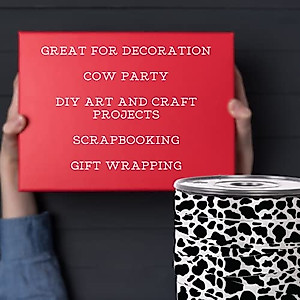 Cow Print Ribbon Curling Ribbon Cow Ribbon for Children's Party Western Cowboy Theme for Kids Birthday Party Favor Supplies Decorations 250 Yards