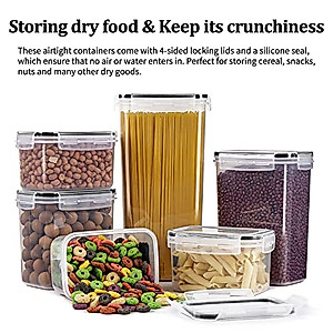 Elyum Airtight Food Storage Containers, 14 Pieces Plastic Food Storage Containers with Lids BPA Free Cereal Containers Storage for Kitchen and Pantry Organization and Storage, Black