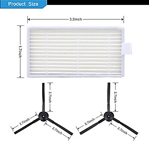 Smilyan Replacement Parts for ILIFE V3 V3s V5 V5s Pro Robotic Vacuum Cleaner, Accessories Kit Includes Primary Filter & Side Brushes & 8 Robot Vacuum Cleaner Filters (1+8+8)