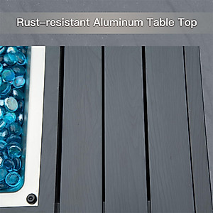 Propane Fire Pit Table, Outdoor Fire Table Rectangle 50000 BTU, 43 Inch Gas Fire Pit for Outside Patio with ETL-Certified, Auto Ignition, Aluminum Tabletop, Glass Wind Guard, Cover, Gray Wicker