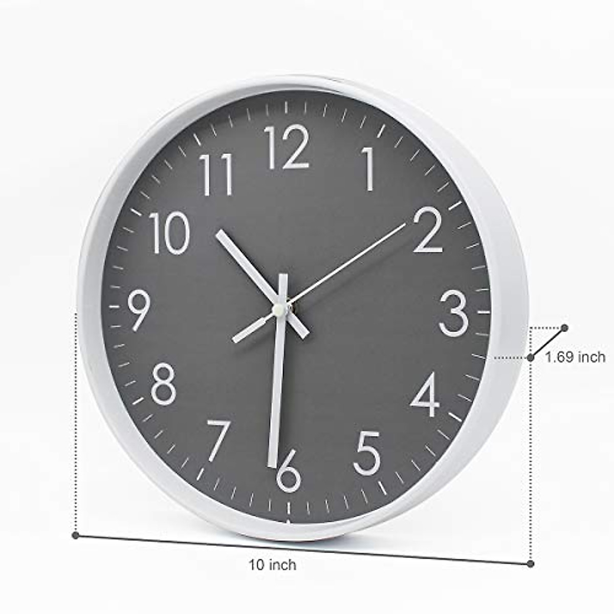 Epy Huts Modern Simple Wall Clock Indoor Non-Ticking Sweep Decorative Wall Clocks Battery Operated with Clear Numbers Easy to Read Wall Clock for Office,Bathroom,Livingroom Decorative 10 Inch Gray
