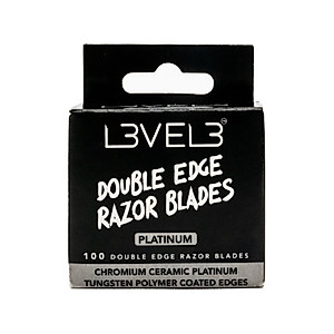 Level 3 Double Edge Razor Blades - Platinum Coated, Stainless Steel Razor Blades for the Close Shave - for Double Edged Safety Razors - 100 Count (1)