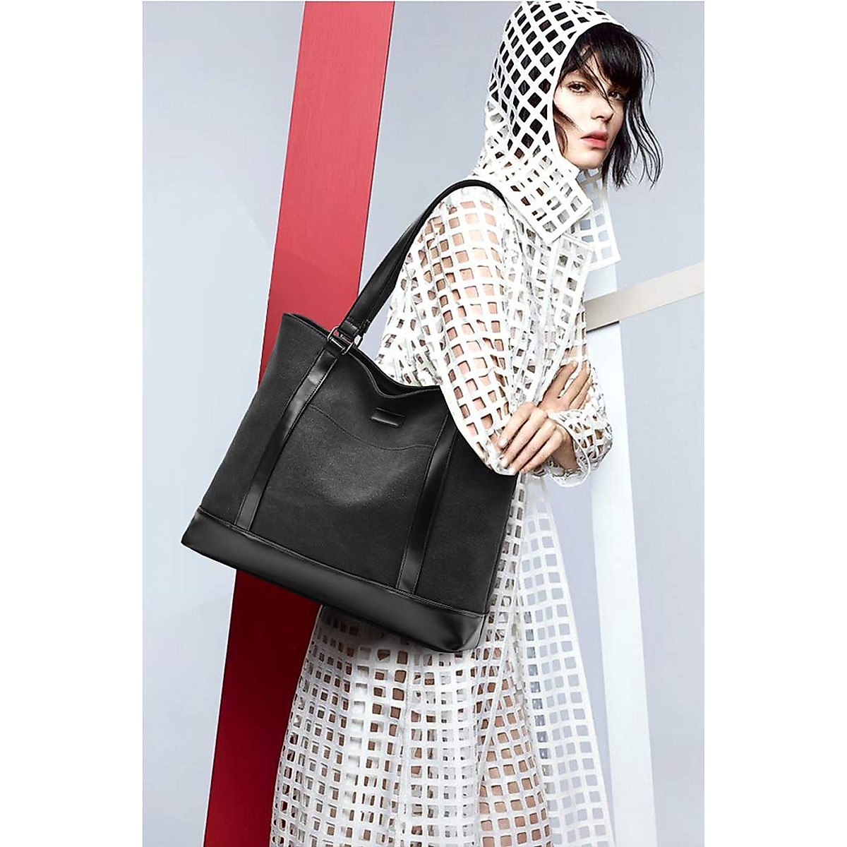 Large Tote Bags for Women 15.6 Inch Laptop Bag Lightweight Canvas Professional Work Briefcase