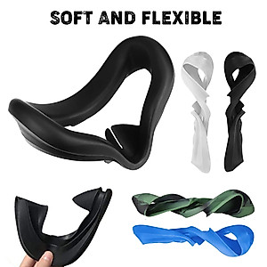 VR Silicone Facial Cover Skin Accessory for Oculus Quest 2 - Washable Sweat-Proof Anti-Leakage Light Blocking Face Cover (Black)