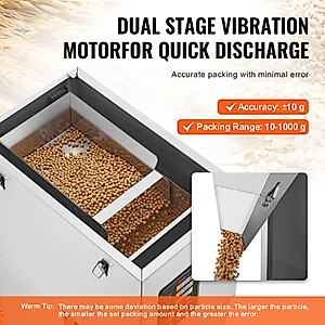 VEVOR Particle Filling Machine, 0.022-2.2 lbs/10-1000g, Automatic Filler Machine with Foot Pedal, Stainless Steel Weighing Filling Machine, Weigh Filler for Beans Seeds Grains Tea Granular Packing