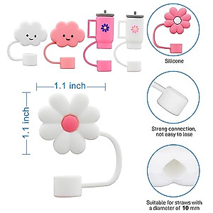 Straw Cover Cap for Stanley Cup,Silicone Straw Topper Compatible with 30 and 40 Oz Tumbler with Handle,10 mm 0.4 in Reusable Straw Tips Lids