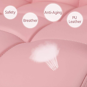 Yaheetech Desk Chairs with Wheels/Armrests Modern PU Leather Office Chair Height Adjustable Home Computer Executive Chair on Wheels 360° Swivel - Pink