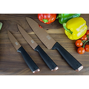 Taylors Eye Witness Juno Chrome 3 Piece Starter Knife Set - Paring, Utility & Santoku Knives. Precision Taper Ground. Strong Over Moulded Handle. 5 Year Guarantee