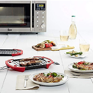 Lekue Microwave Grill, Sandwich Maker, Panini Press, 10 In x 5.7 In, Red