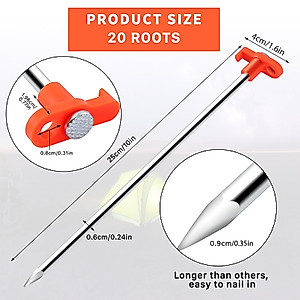 Tent Stakes,20 Pack Non-Rust Camping Family Tent Pop Up Tent Stakes,Heavy Duty Metal Tent Pegs,Steel Ground Stakes,Camping Stakes Canopy Stakes for Outdoor Camping Canopy and Tarp,with 8x10FT Ropes