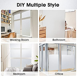 bofeifs Window Privacy Film Frosted Glass Window Film Non-Adhesive Static Cling UV Blocking Window Sticker Reusable Window Covering Film for Bathroom Office Meeting Room Home 11.8" x 78.7"(30x200cm)